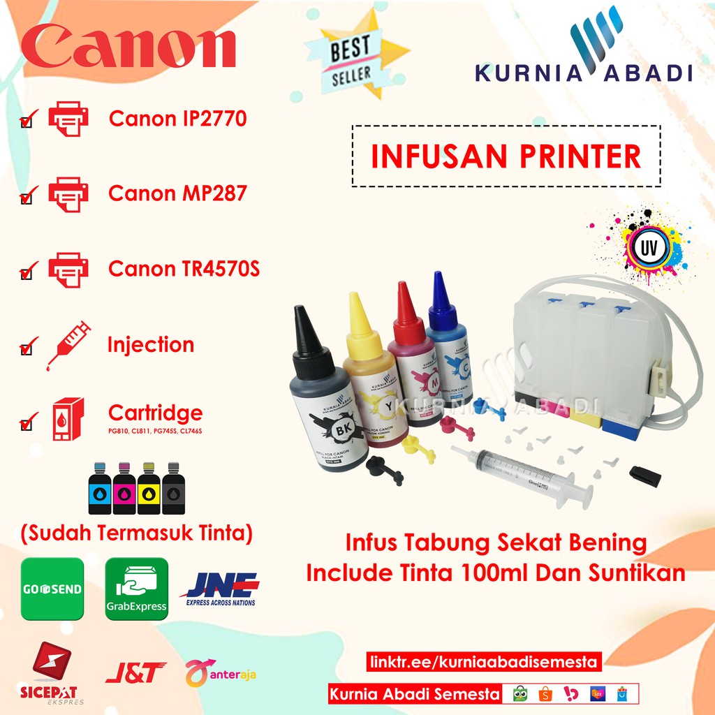 Jual Paket Infus Tabung Printer Kotak Bening + Tinta 100ml 4 Warna ...