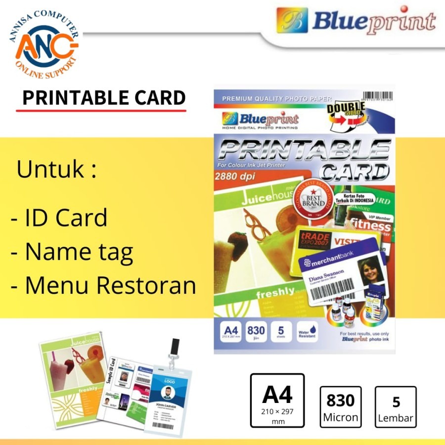 Jual Printable Card A4 Blueprint Kertas PVC | Shopee Indonesia