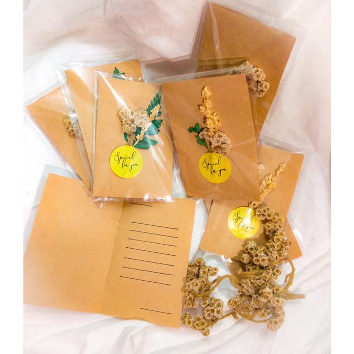 Jual Kartu Ucapan Vintage Aestetic Bunga Kering Murah Greeting Card