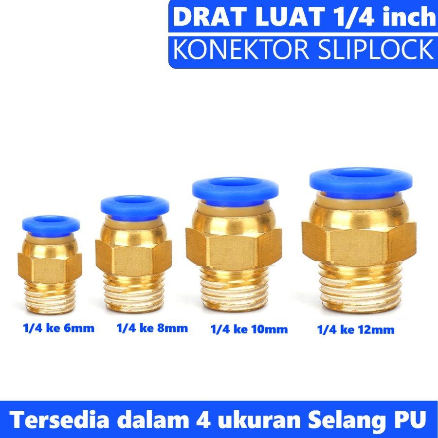 Jual Sambungan Konektor Nepel Nipple Slip Lock Drat Luar 1/4 inch Ke ...