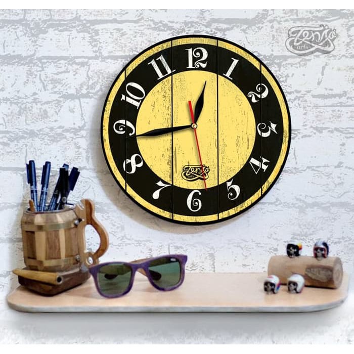 Jual jam dinding VINTAGE kayu classic dengan design yang modern 30cm ...