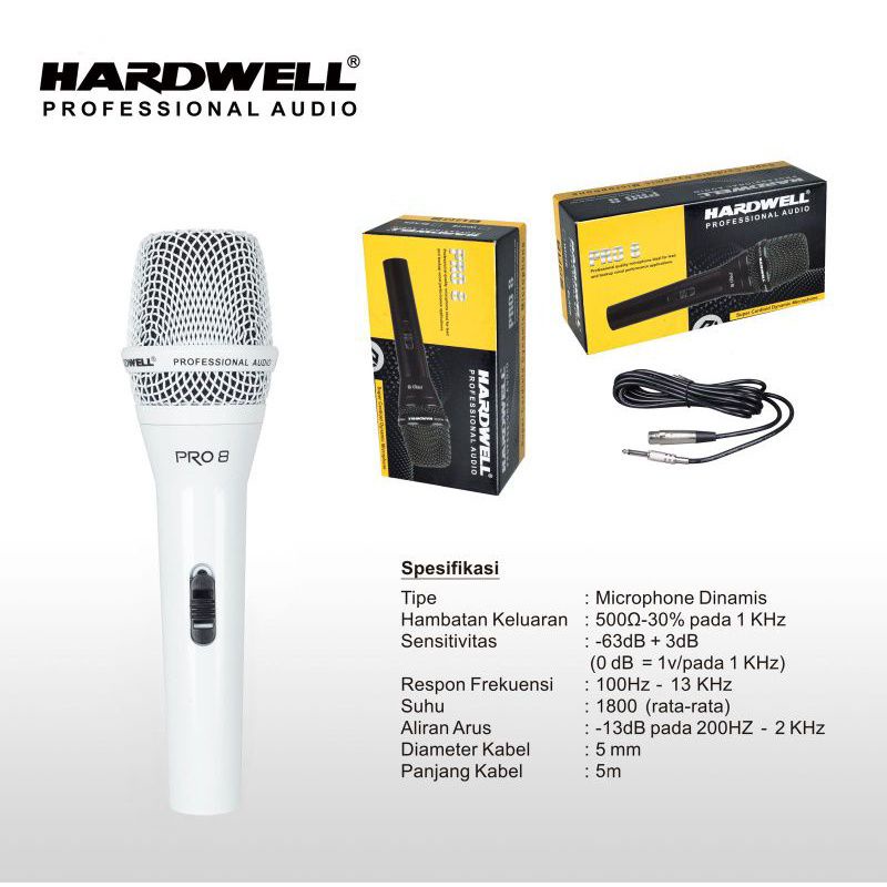 Jual Mic Kabel Hardwell Pro 8 Original Product ada 2 warna pilihan ...