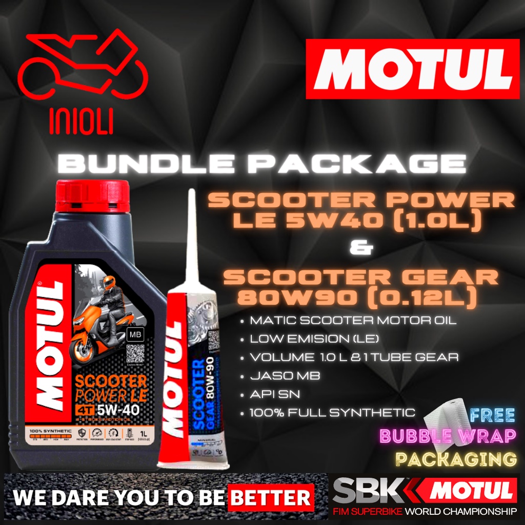 Jual OLI MOTUL SCOOTER POWER LE 5W40 1L & SCOOTER GEAR 80W90 120ML ...