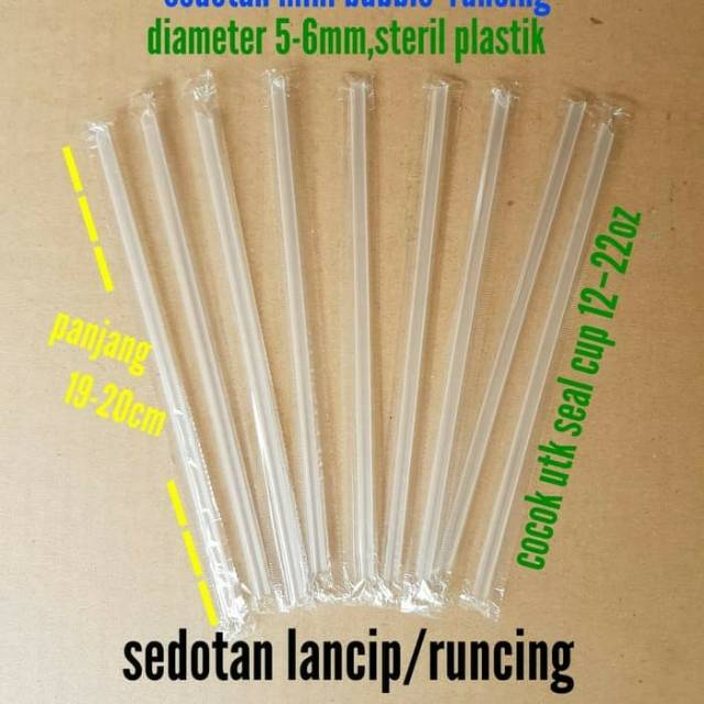 Jual Sedotan mini bubble steril bening 519/620 sedotan runcing Per Pack ...