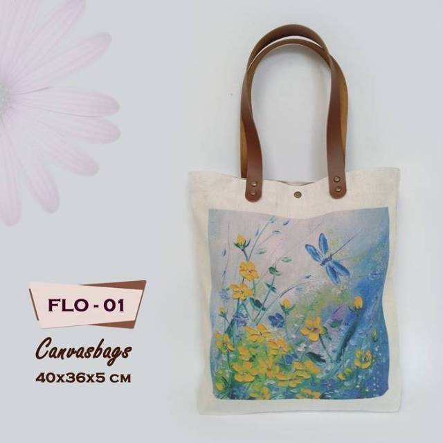 Jual Dewani Totebag Canvas Vintage FLO-01 Seri BUNGA | Shopee Indonesia