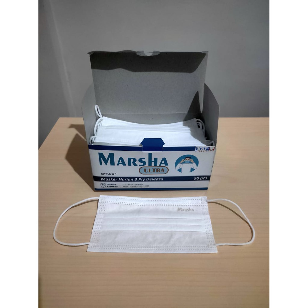 Jual Masker Marsha Ultra Earloop 3 ply 50 pcs Harian - Masker Headloop ...