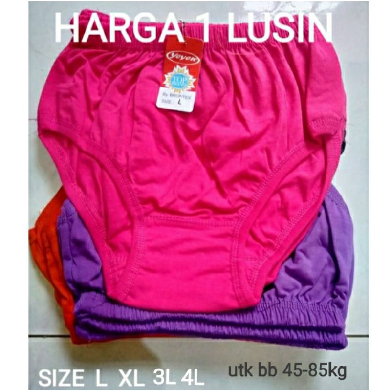 Jual (L XL 3L 4L) (3pcs ,6 &12pcs) Grosir celana dalam wanita lusinan murah polos katun halus ...