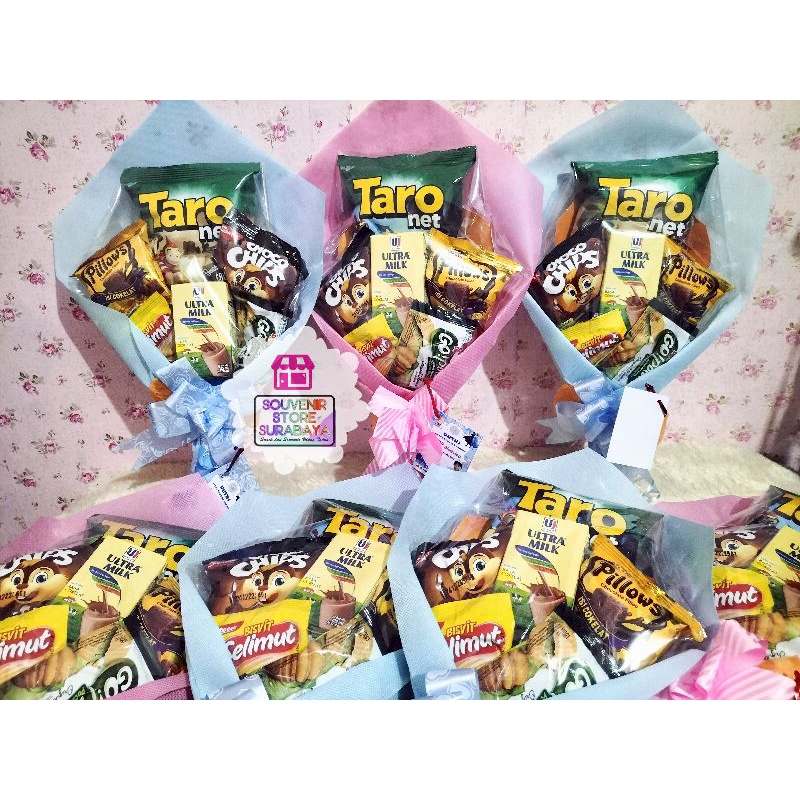 Jual Bouquet Snack Mini • Bucket snack Taro • paket ultah • Bucket ...