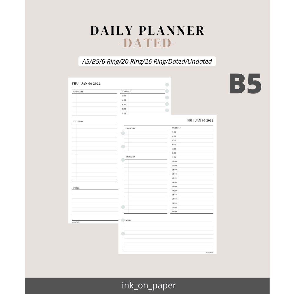 Jual B5 - Minimalist Daily Planner by INK_ON_PAPER | Shopee Indonesia