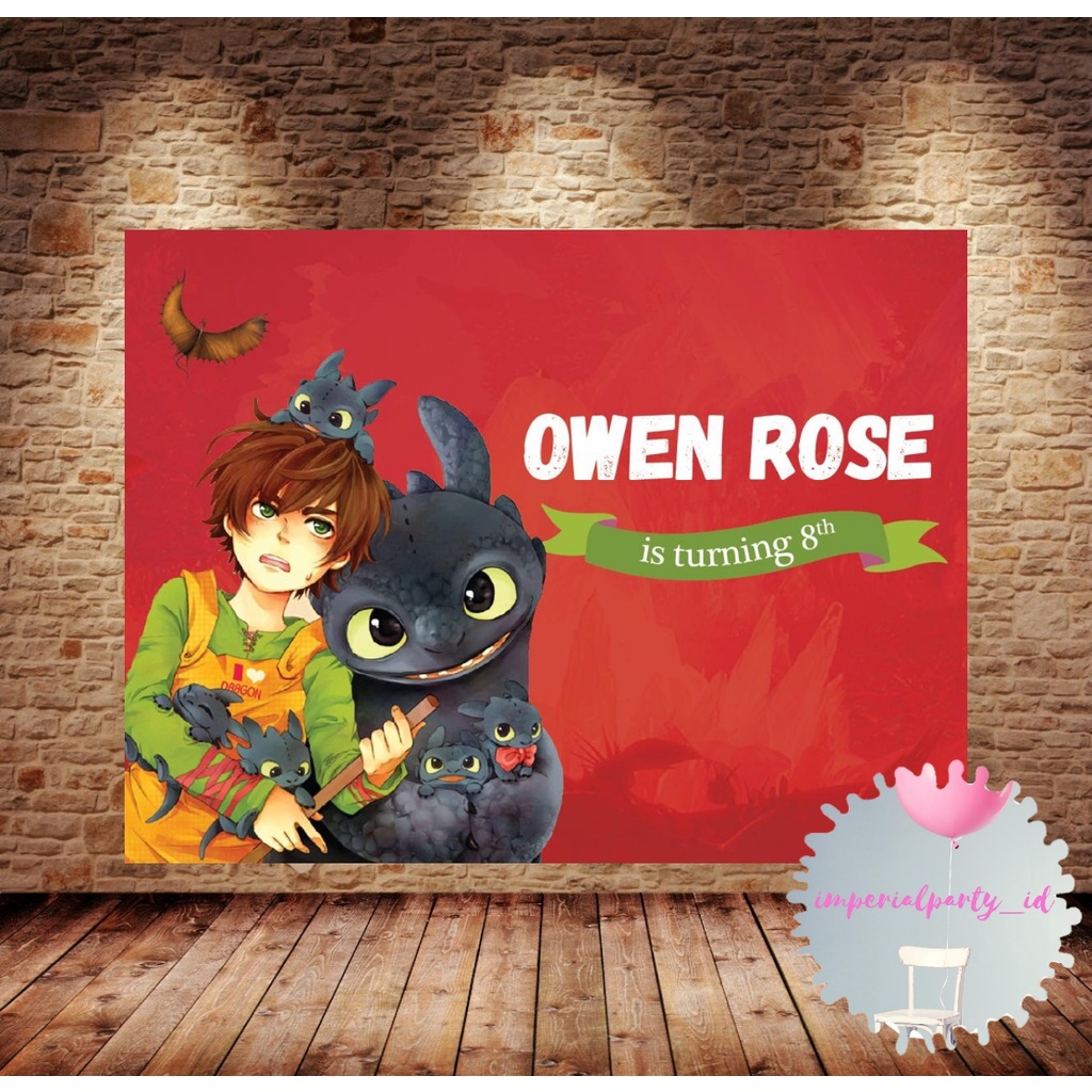 Jual Custom Happy Birthday Backdrop Banner Spanduk Toothless How to ...
