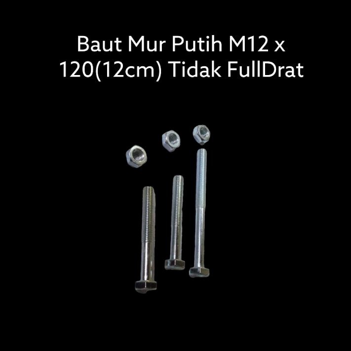 Jual Baut Mur Putih M12 x 120(12cm) Tidak FullDrat Dijual Per Pcs ...