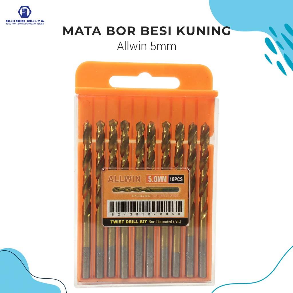 Jual Mata Bor Besi Allwin Kuning 5 mm | Shopee Indonesia