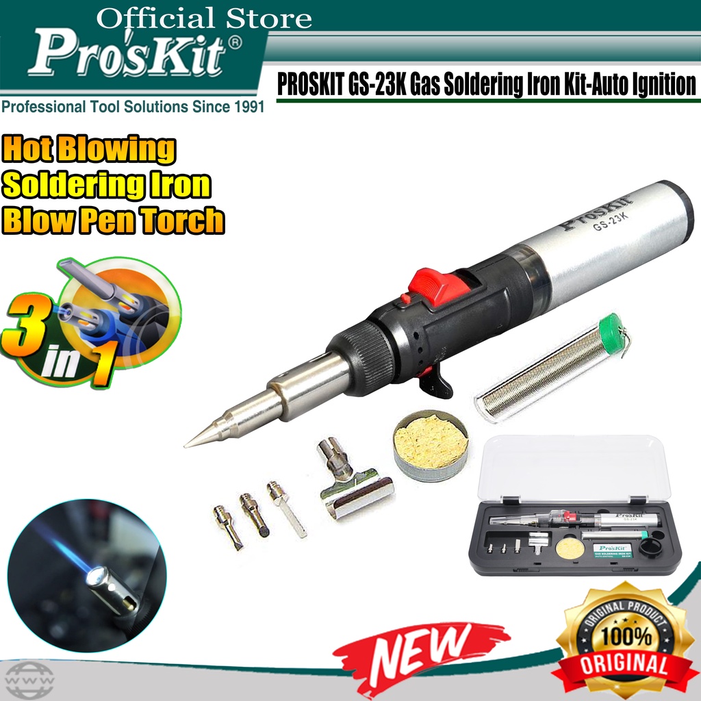Jual Pro'sKit - Solder Gas 3 In 1 Gs-23K Gas Soldering Iron Blow Torch Pen Set Solder Uap ...