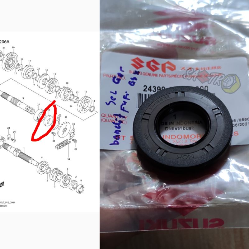 Jual seal drive shaft oil sil sel ger gear depan Suzuki satria fu injeksi GSX R S BANDIT 150 ORI ...