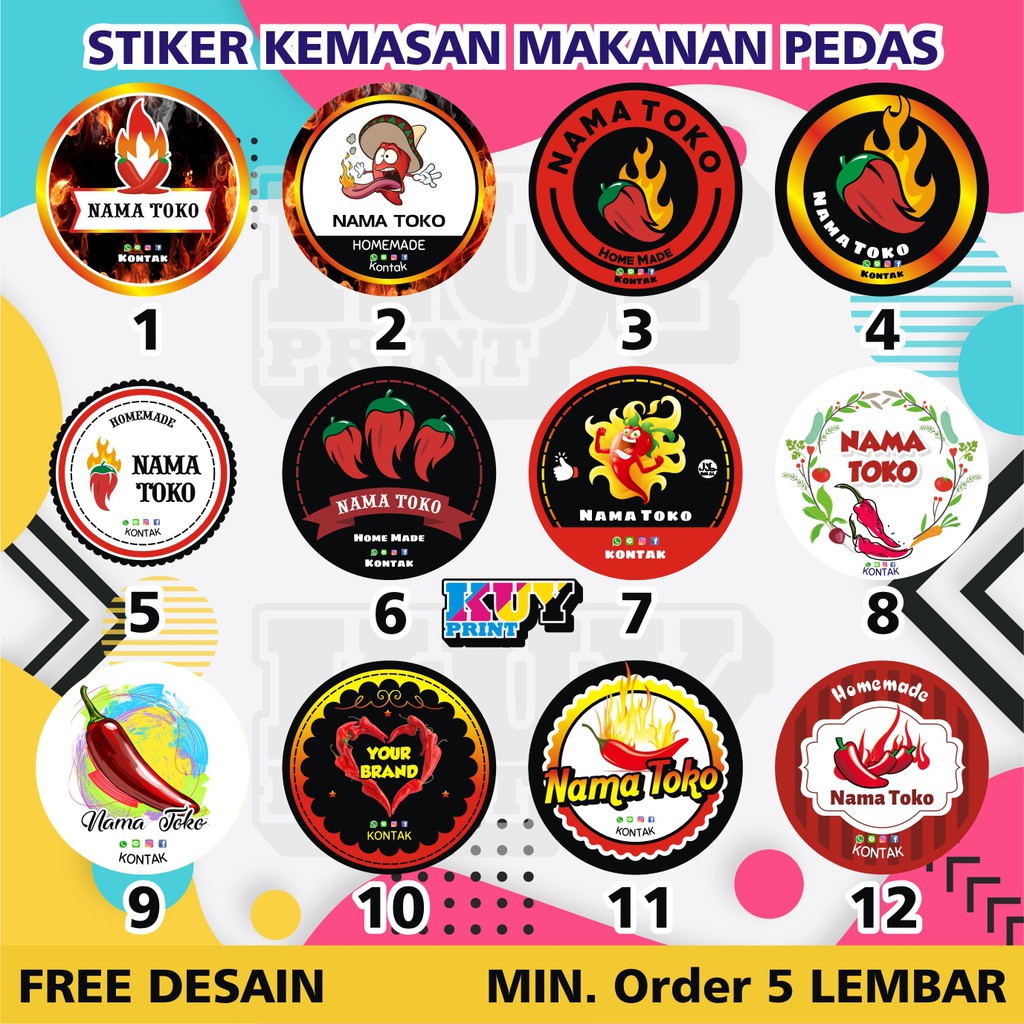 Jual CETAK PLUS CUTTING STIKER LABEL SAMBAL MAKANAN PEDAS KROMO A3 FREE ...