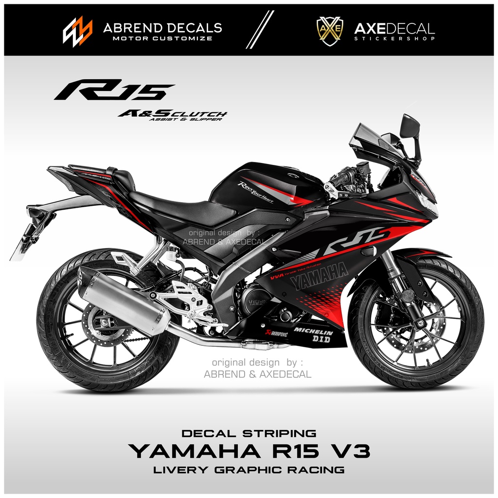 Jual DECAL STRIPING R15 V3 GRAPHIC ORI CUSTOM / STIKER MOTOR YAMAHA R15 ...