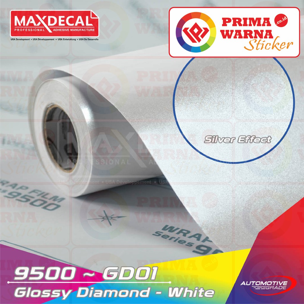 Jual Maxdecal 9500 GD01 Glossy Diamond White, Wrap Series Sticker, Meteran Lebar 152cm | Shopee ...