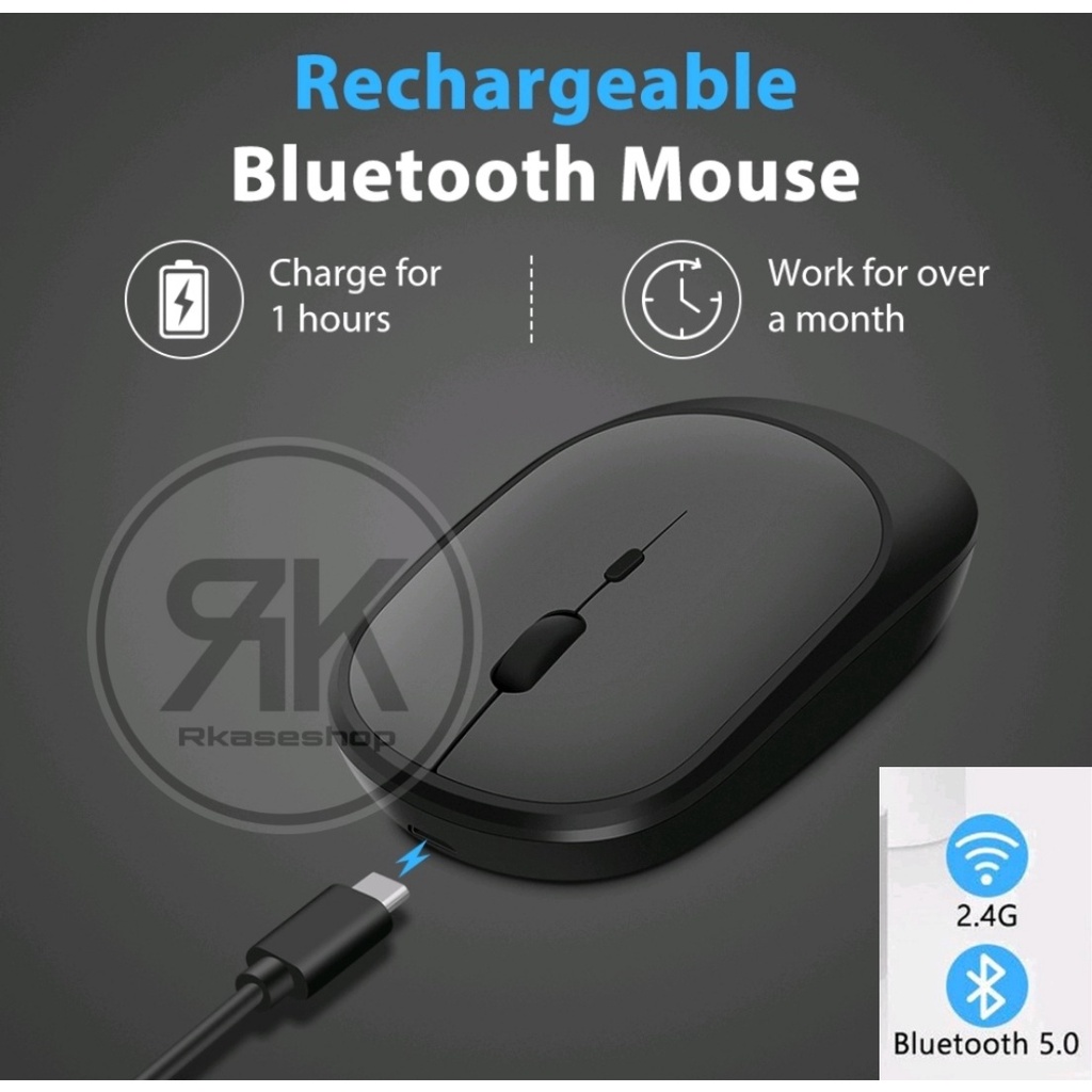 Jual Rechargeable Mouse BLUETOOTH Wireless 2in1 2.4 Ghz Laptop PC Hp ...