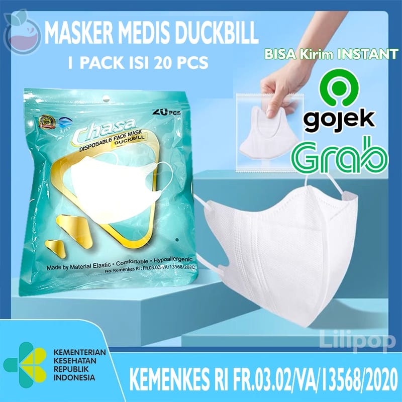 Jual Masker 3 Ply Earloop Duckbil Chasa Isi 20 Pcs | Shopee Indonesia