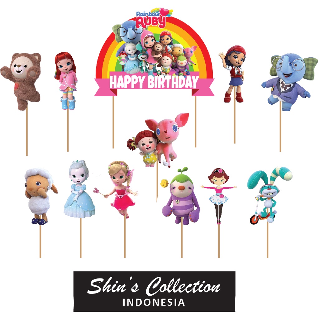 Jual Cake topper Rainbow Ruby and friends NEW set isi 12 pc | Shopee ...