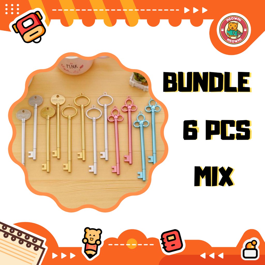 Jual Bundle Pulpen Motif Kunci 6 Pcs Mix Warna PN0014 | Shopee Indonesia