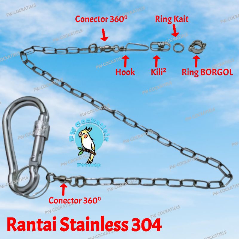 Jual Rantai dan Ring Borgol Kaki Burung Kakatua Goffin Galah Lesser ...