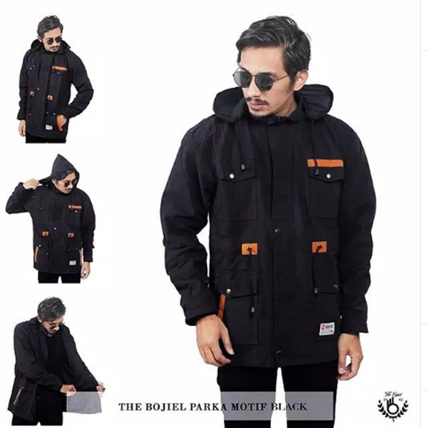 Jual JAKET PRIA PARKA 6 SAKU HITAM PREMIUM | Shopee Indonesia