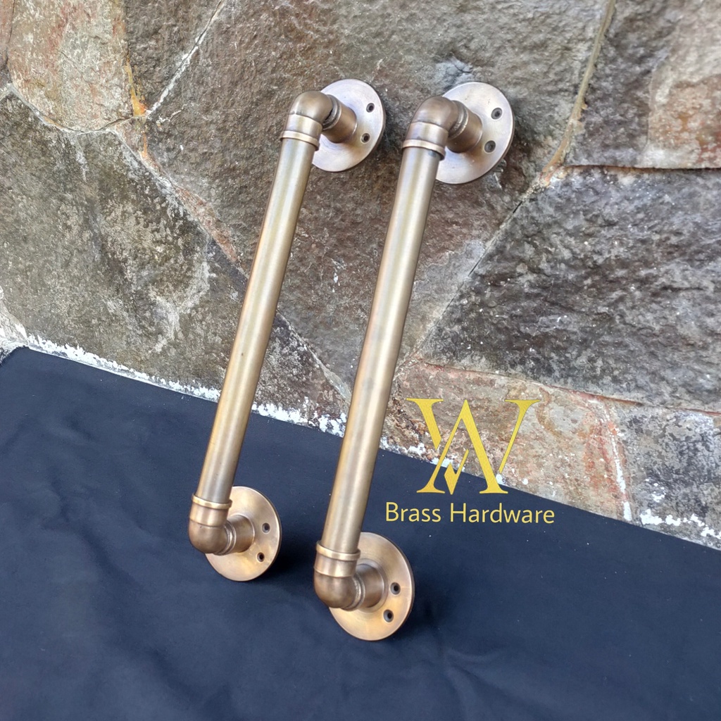 Jual Handle Pintu Rumah Kuningan Antik Motif Pipa Air 38 cm 2 Pcs ...