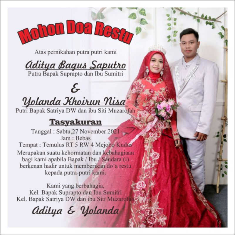 Jual Undangan/kartu ucapan/ samir tutup Kardus/besek/Berkatan/ Acara ...