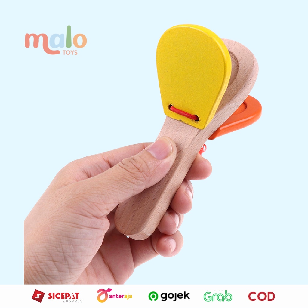 Jual MALOTOYS - Castanet Hand Kastanyet Kayu Grip Board Baby Musical ...