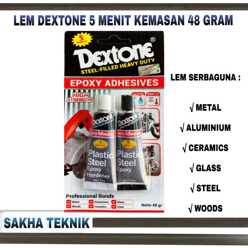 Jual Dextone Lem Besi Epoxy Plastic Steel 5menit 48 gram - Lem Perekat ...