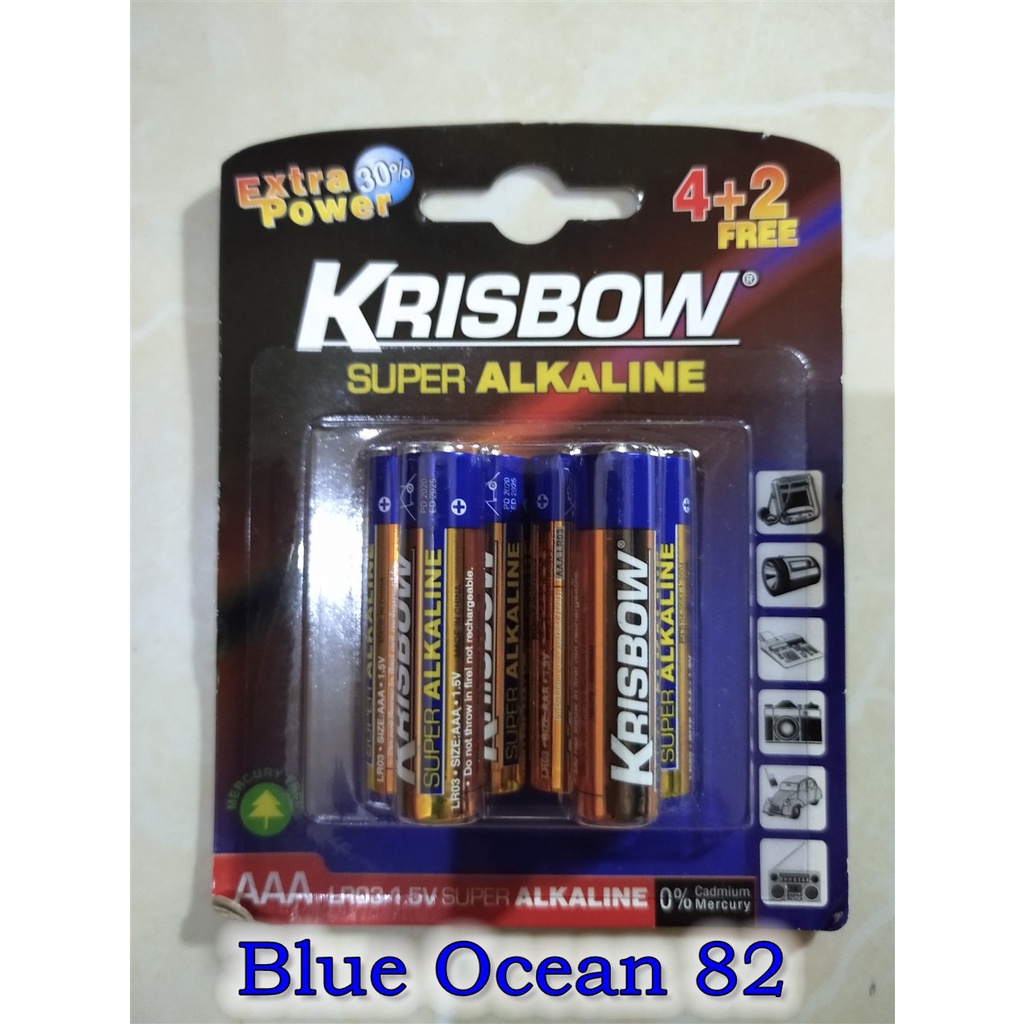 Jual Baterai Super Alkaline Krisbow AAA atau AA isi 4+2 Free - 6 Battery Original | Shopee Indonesia
