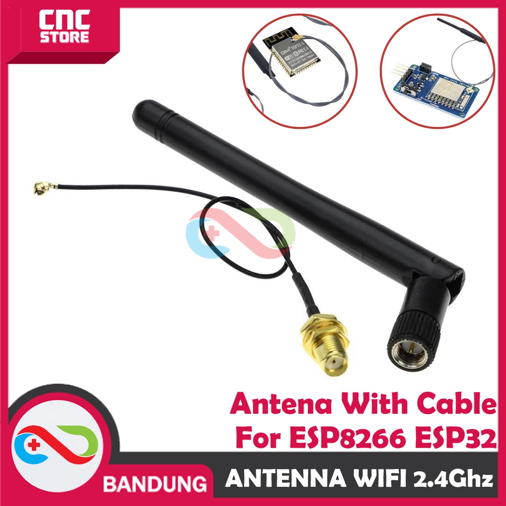 Jual ANTENNA WIFI 2.4G 2.4GHZ WITH SMA CABLE FOR ESP8266 ESP32 | Shopee Indonesia