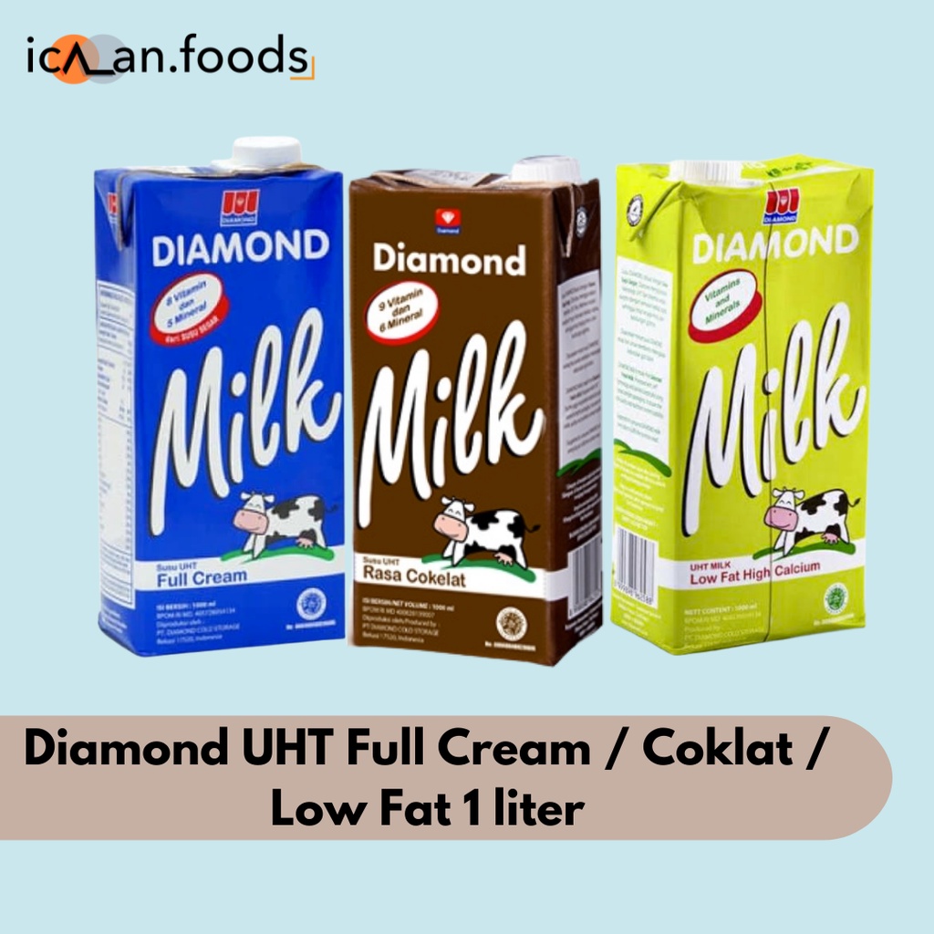 Jual Diamond UHT 1 liter Full Cream / Coklat / Low /fat | Shopee Indonesia