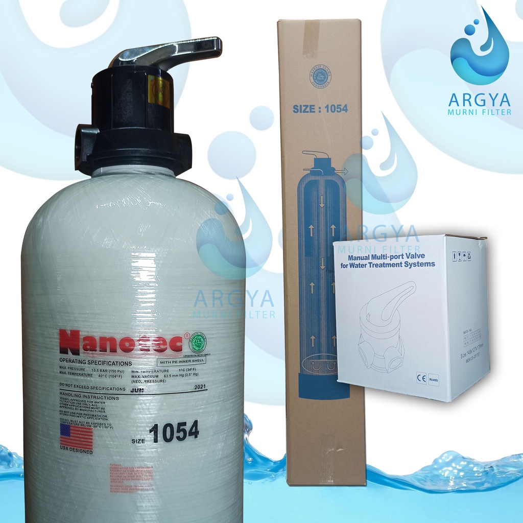 Jual Tabung Filter Media FRP 1054 Nanotec + Head 3 Way Valve | Shopee ...