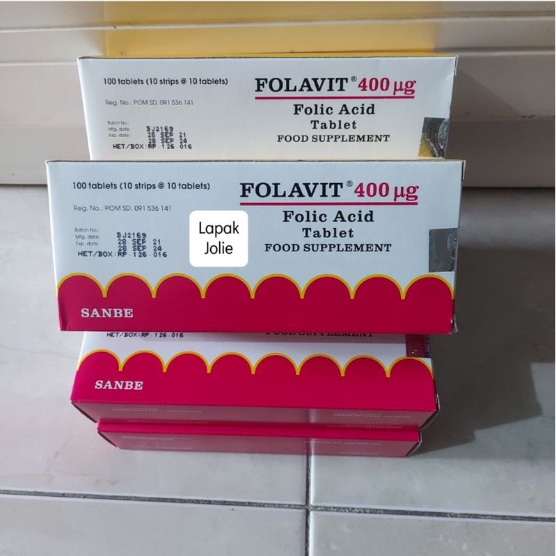 Jual 1 BOX FOLAVIT TABLET 400mcg 400 MCG vitamin Asam Folat ibu hamil ...