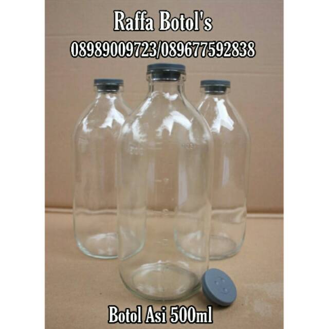 Jual Botol Kaca Infus 500Ml tutup karet ( wadah jamu.jus dll ) | Shopee ...