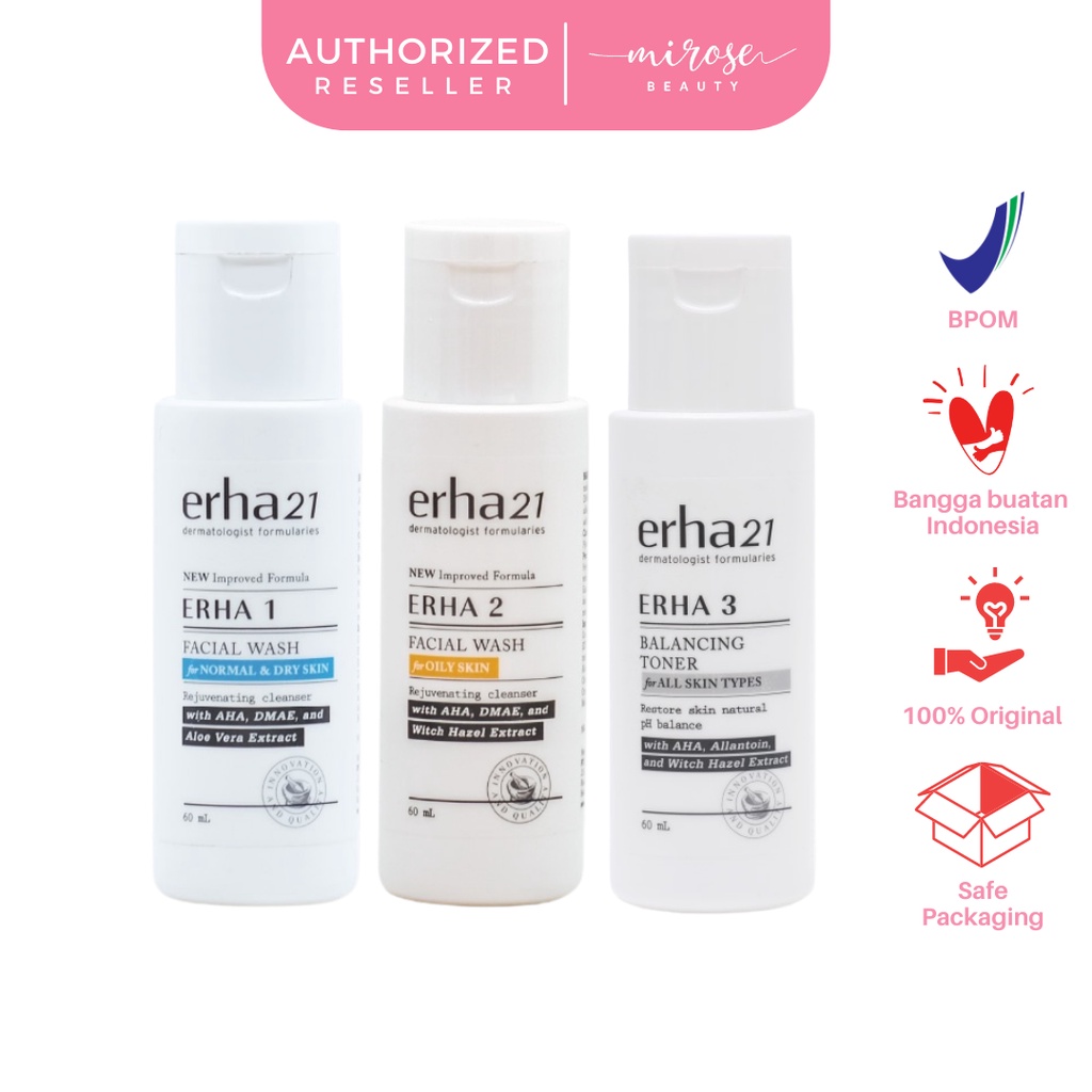 Jual ERHA 1, 2, 3 Facial Wash Normal & Dry Skin / Oily Skin / Toner ...