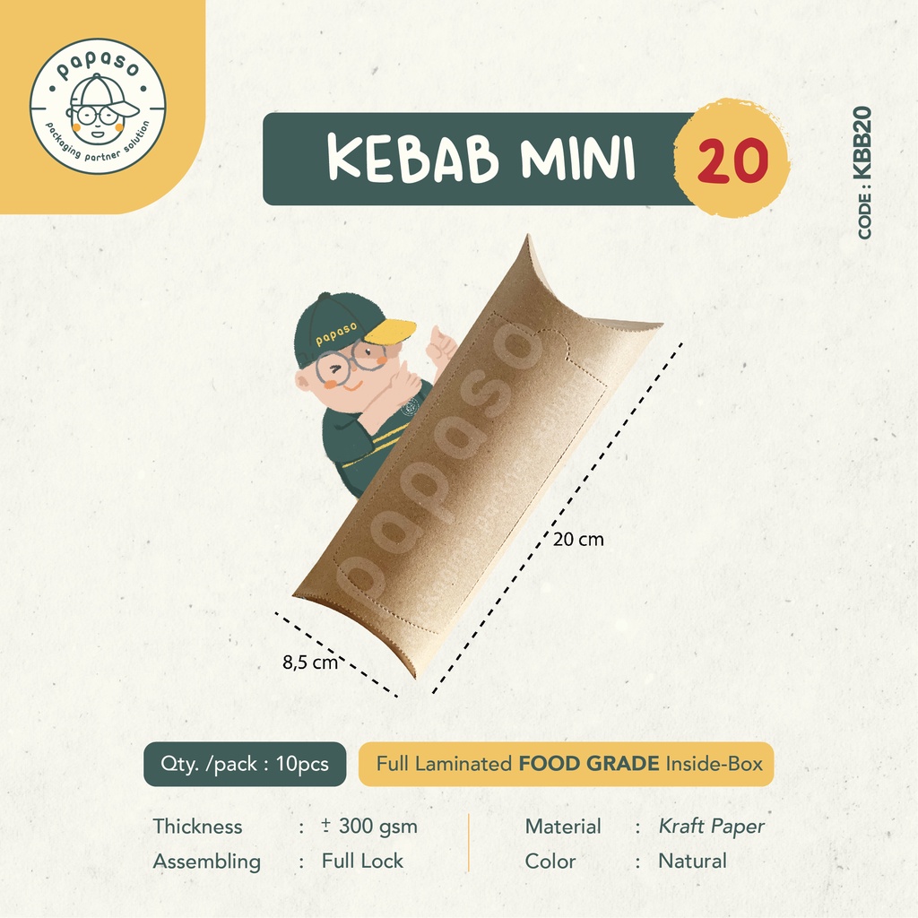 Jual Kebab Box / Kotak Kebab (KBB20) Kraft Full Laminating 1 Sisi (Min ...