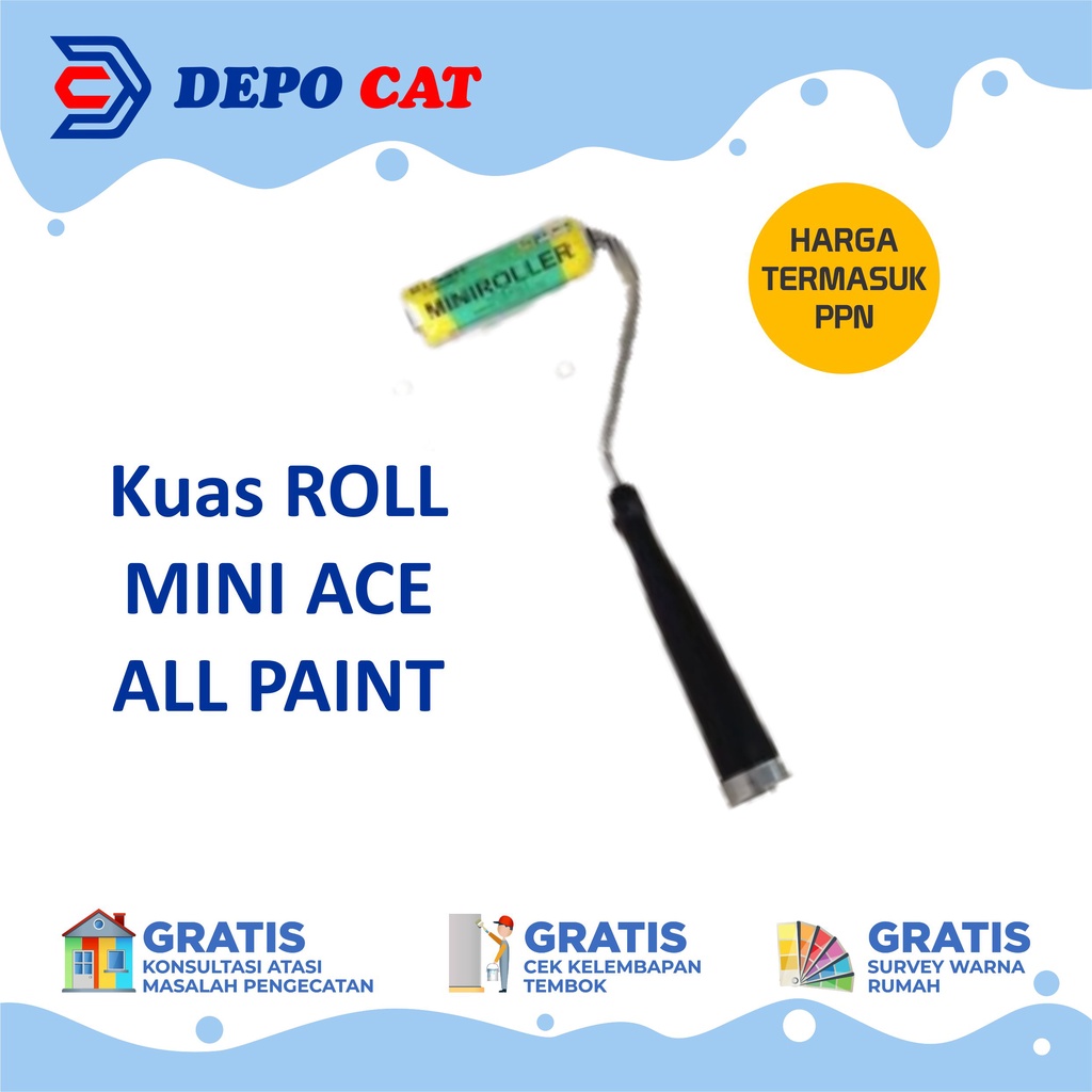 Jual Kuas Roll Mini ACE All Paint tangkai pendek | ROLL CAT TEMBOK DAN ...
