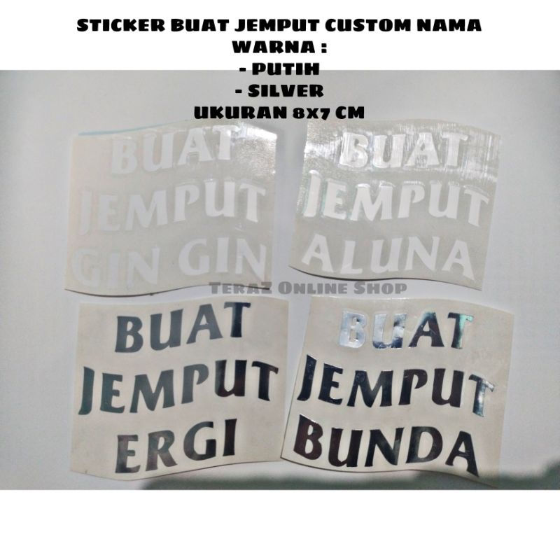 Jual STICKER BUAT JEMPUT CUSTOM NAMA WARNA PUTIH DAN SILVER ( 8 X 7 CM ...
