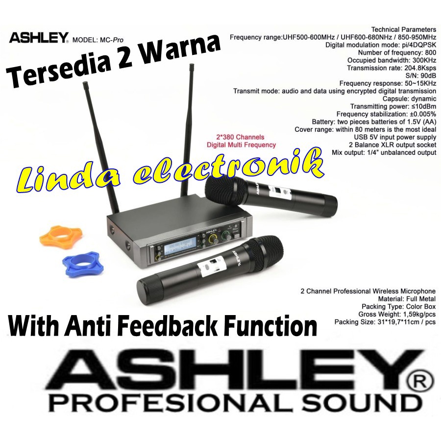 Jual mic wireless ashley mc pro mcpro uhf digital multi fequency ...