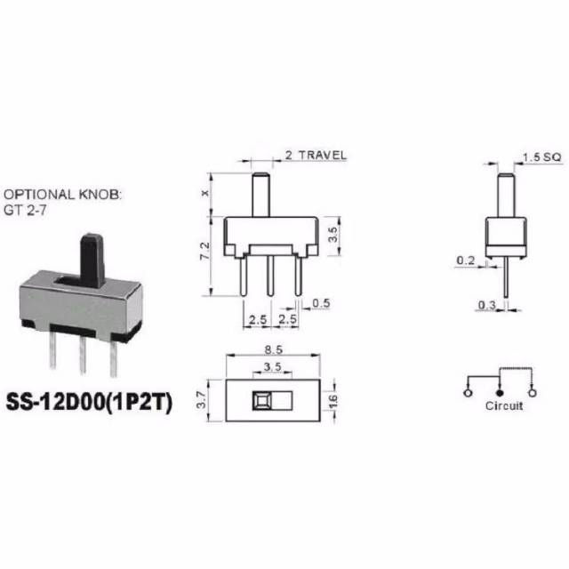 Jual Mini Toggle Saklar Micro Slide Saklar Geser 3 Pin 3P 1P2T SPDT 0.5A 50V SS-12D00 | Shopee ...