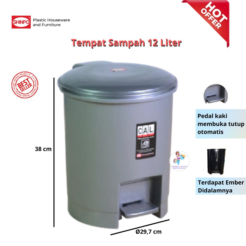 Jual Tempat Sampah Injak Bulat 12 Liter Shinpo 840 L | Shopee Indonesia