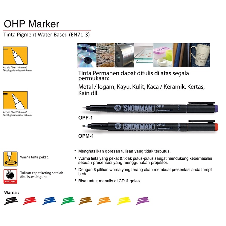 Jual Snowman Spidol Pen Permanent OHP OPM / OPF | Shopee Indonesia