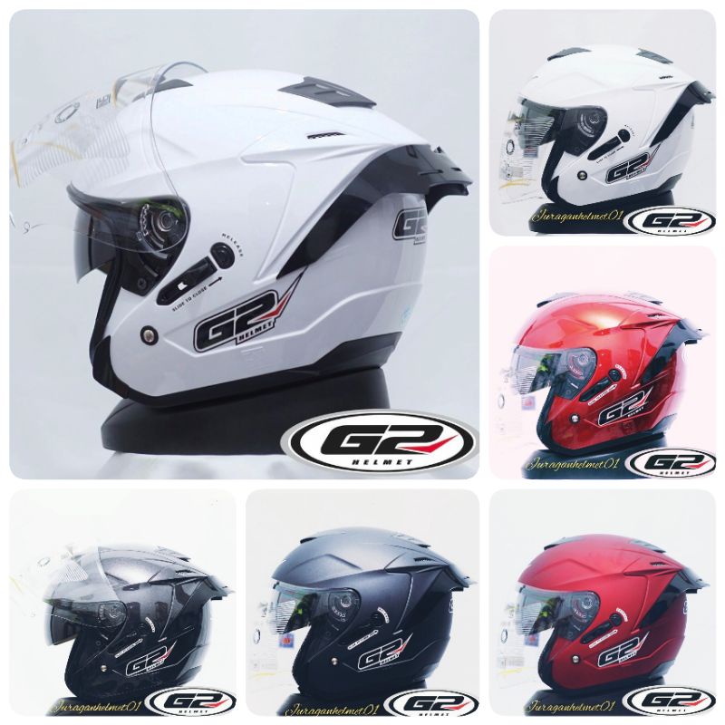 Jual helm half face g2 optimax polos free spoiler | Shopee Indonesia