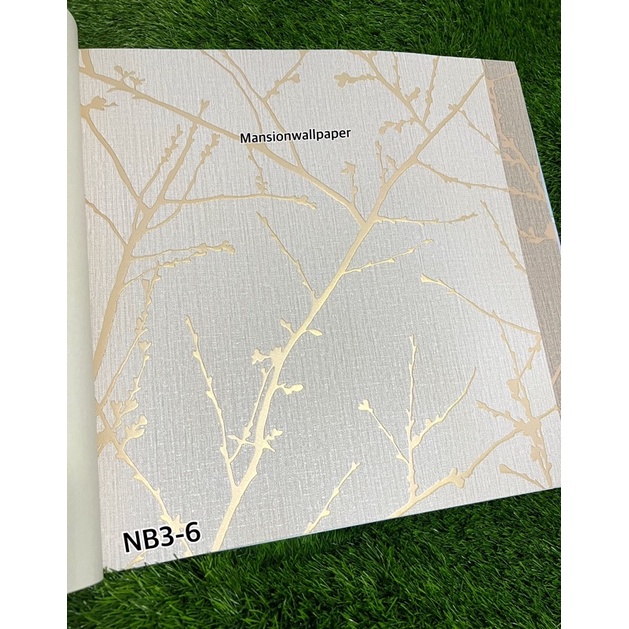 Jual Wallpaper Dinding Ranting Dahan Kayu Pohon Metalik Floral Putih ...