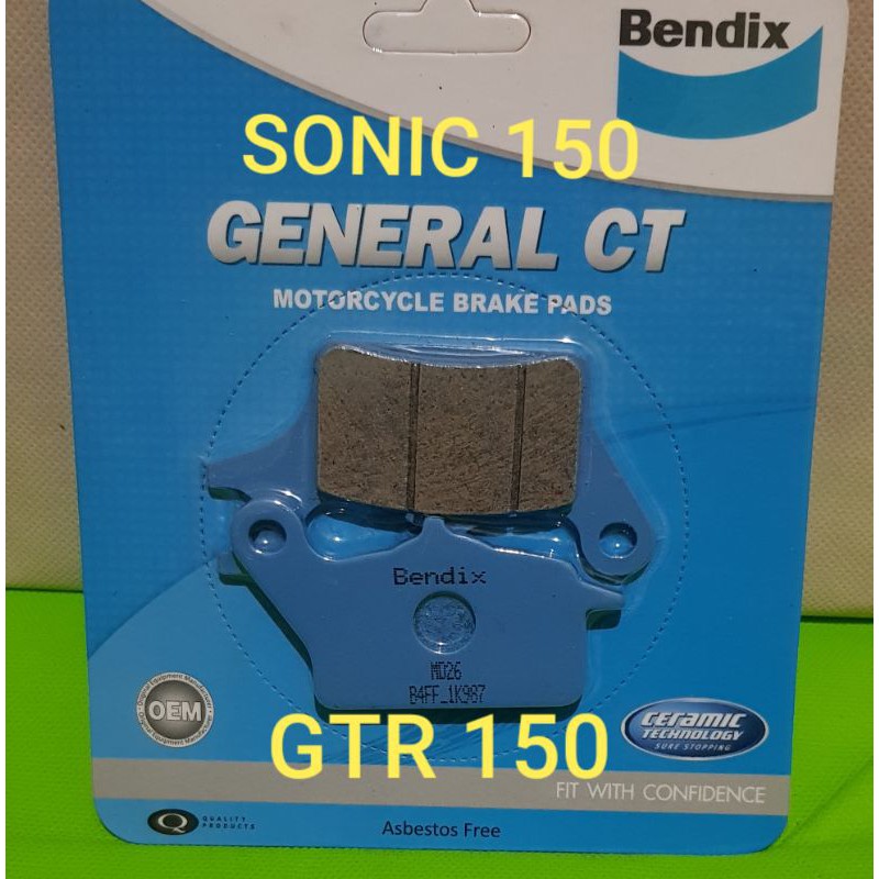 Jual DISCPAD KAMPAS REM DEPAN SONIC 150 / GTR 150 ORIGINAL BENDIX ...