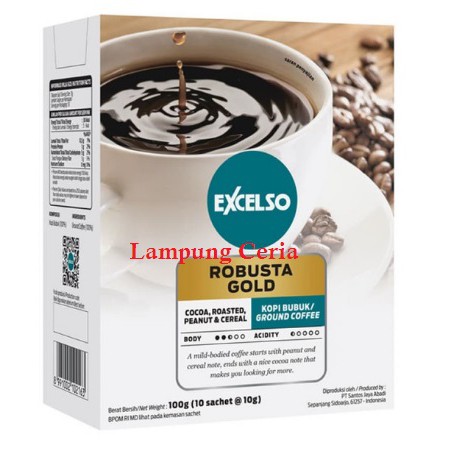 Jual Kopi Bubuk | Exelso Robusta Gold Box Sachet 10 | Shopee Indonesia