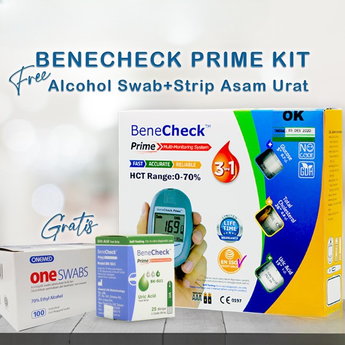 Jual PAKET HEMAT Benecheck Prime KIT FREE Strip Asam Urat ( 25 Pcs) Dan ...